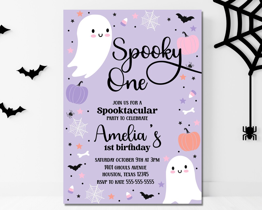 Spooky One Invitation - Editable - Printable - Halloween Birthday - ANY ...
