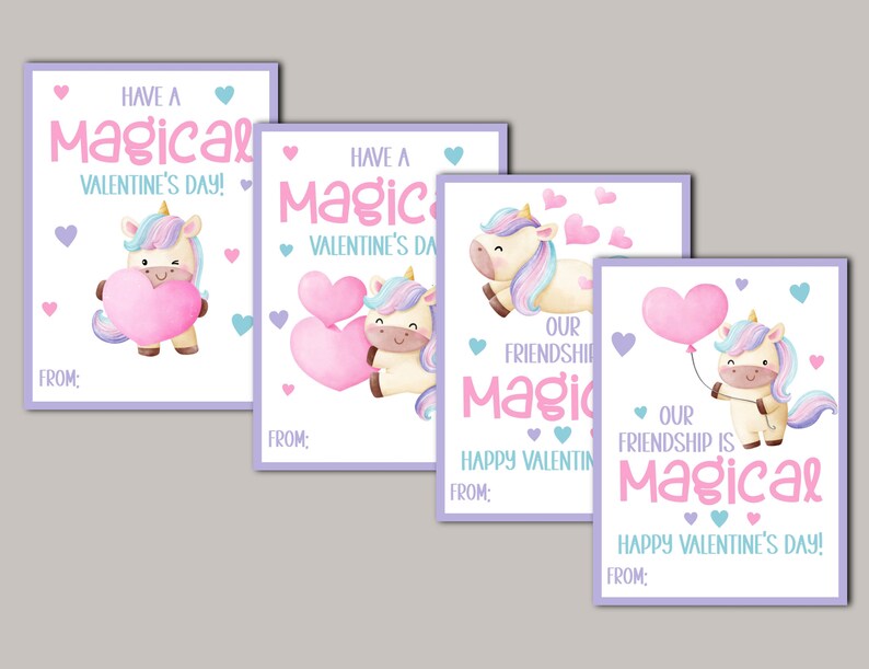Unicorn Valentine Printable Kid's Valentine Cards - Etsy