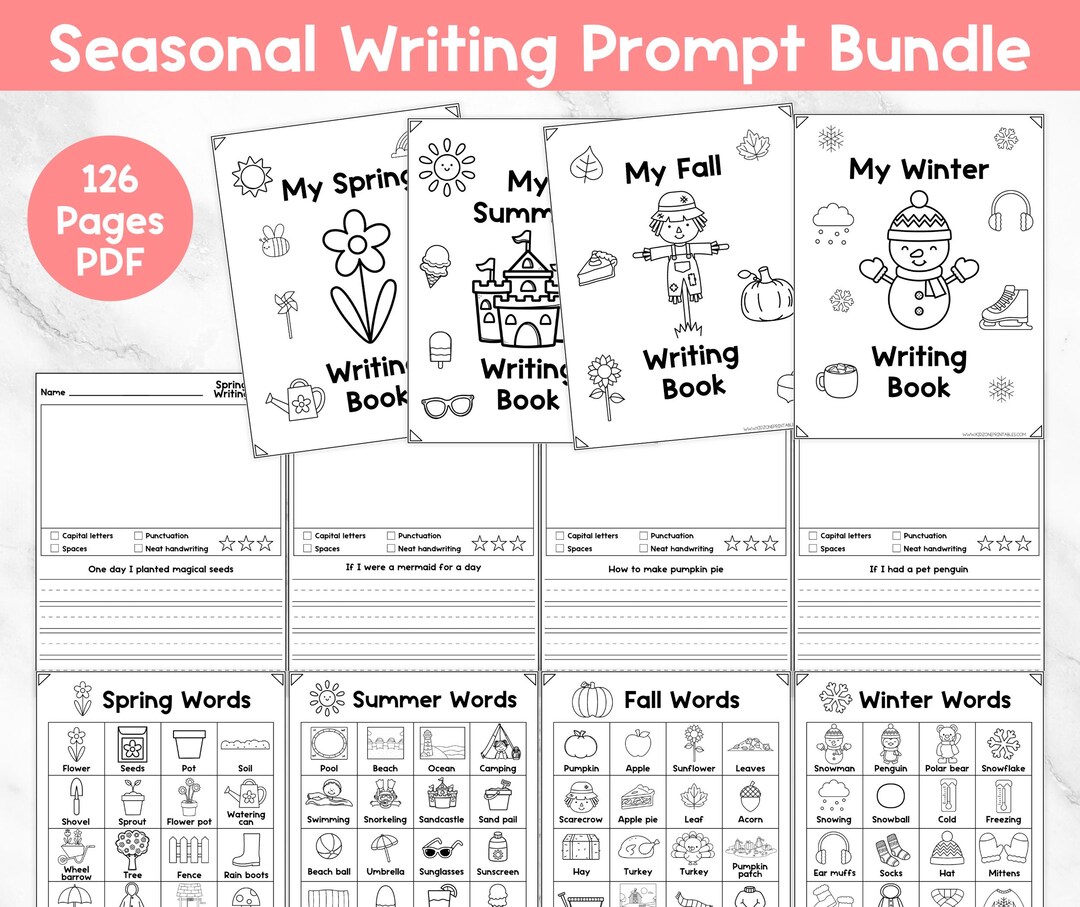 Writing Prompt Bundle - Printable - Writing Journal - Seasonal Writing ...