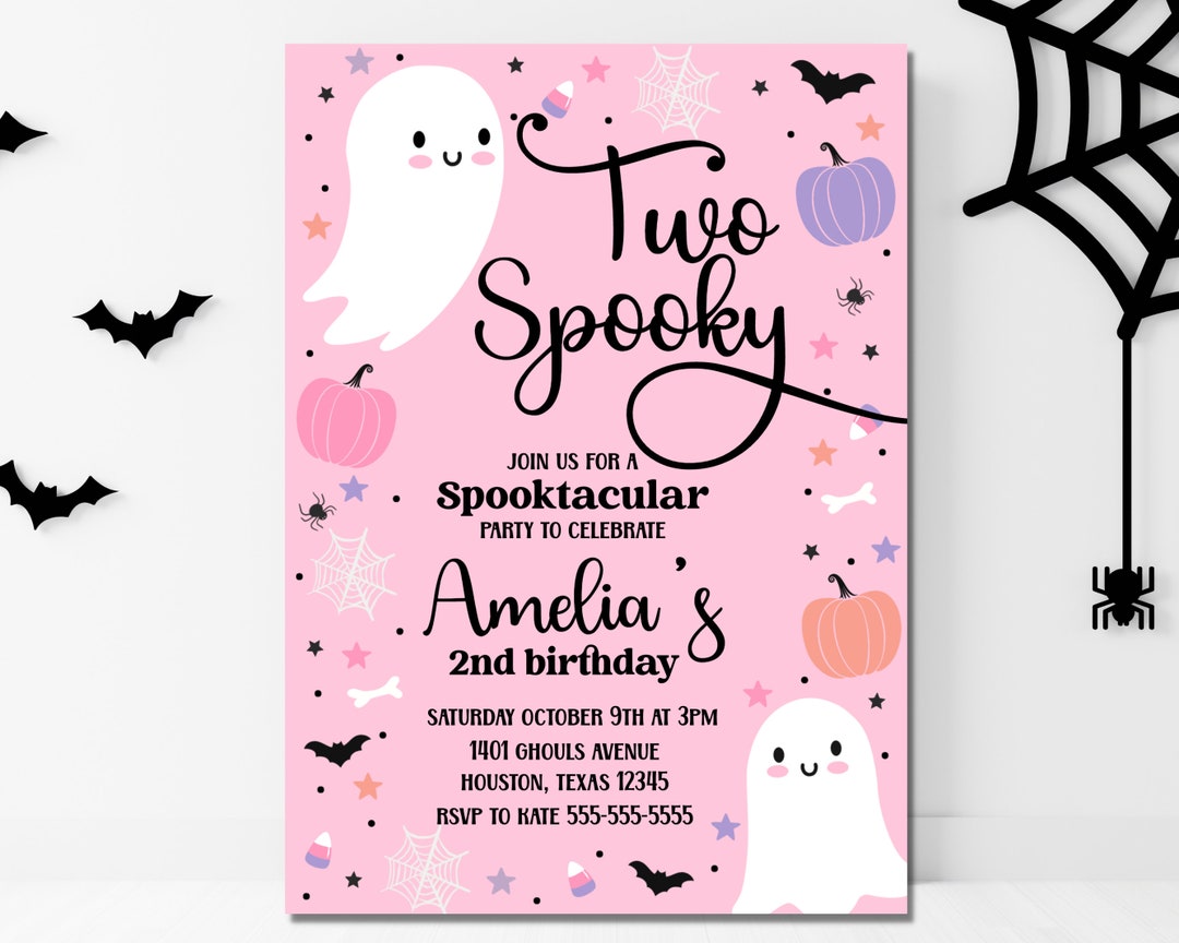 Two Spooky Invitation Editable Printable Halloween Birthday ANY AGE ...