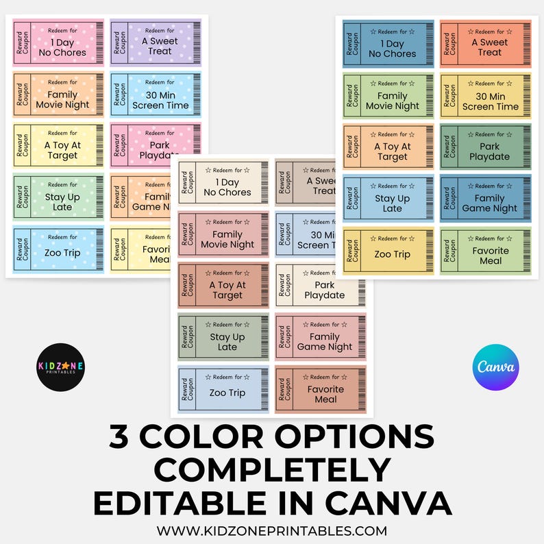 Editable Kids Coupons - Reward - Printable - Chore Coupons - Digital ...