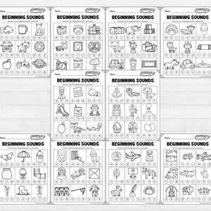 Beginning Sounds - Worksheets - Printable - Kindergarten - Instant ...