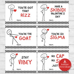 Boy's Valentine Cards - Printable - Slang - Funny Valentine Card ...