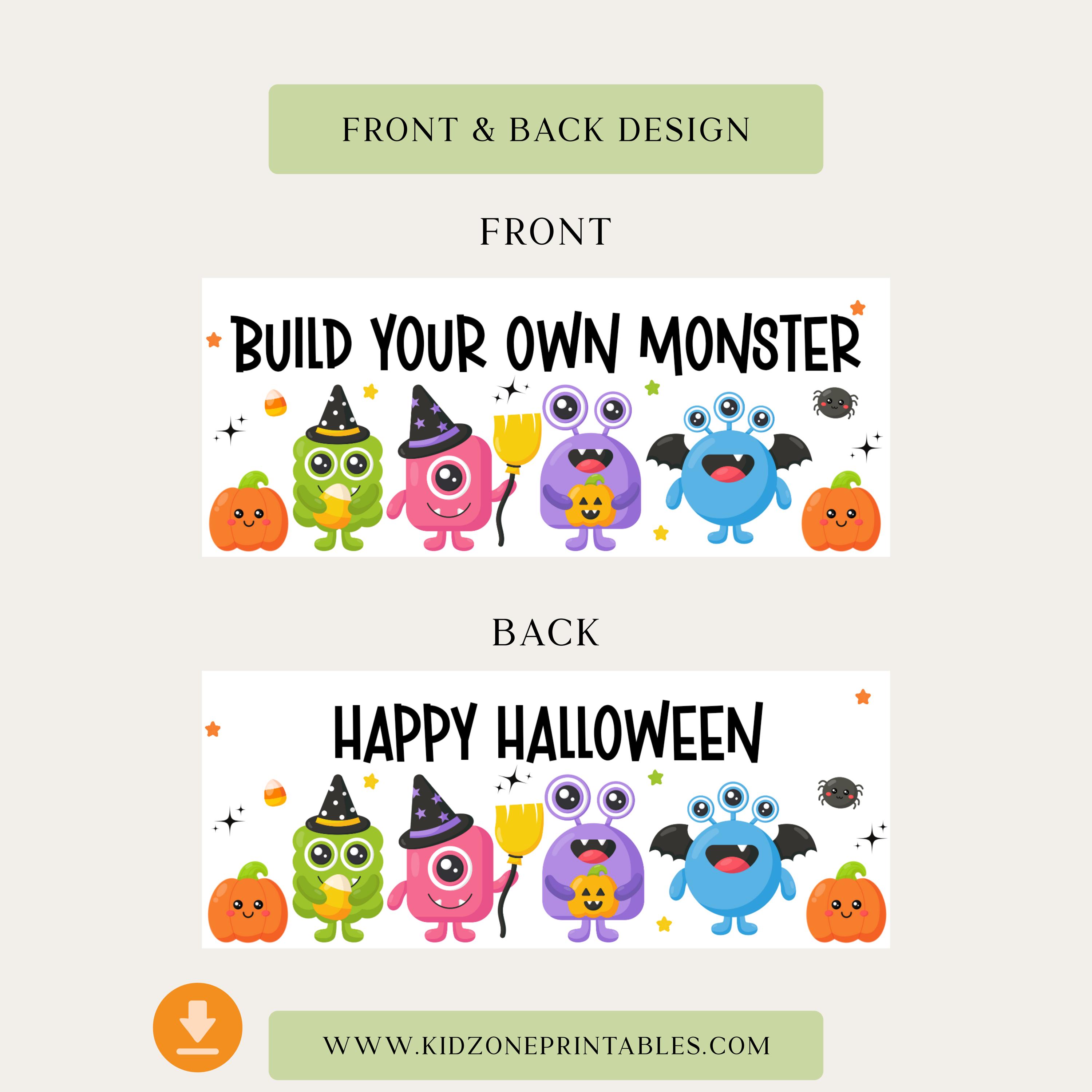 Halloween Bag Topper - Printable - Build Your Own Monster - Instant ...