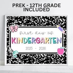 First Day of School Sign - Printable - All Grades - Preppy - Instant ...