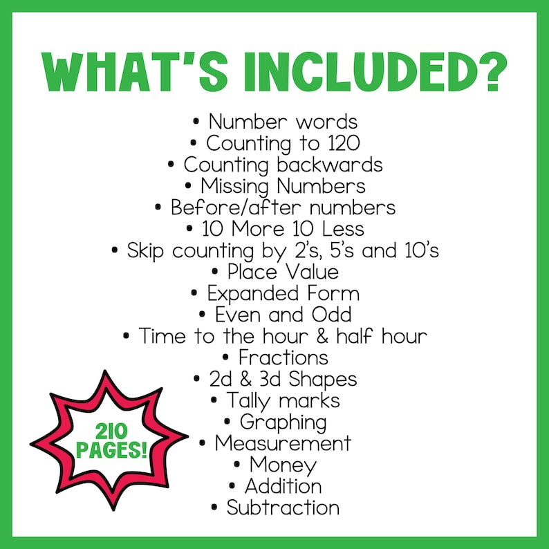 First Grade Worksheets - Math - Printable - Homeschool - Teacher ...