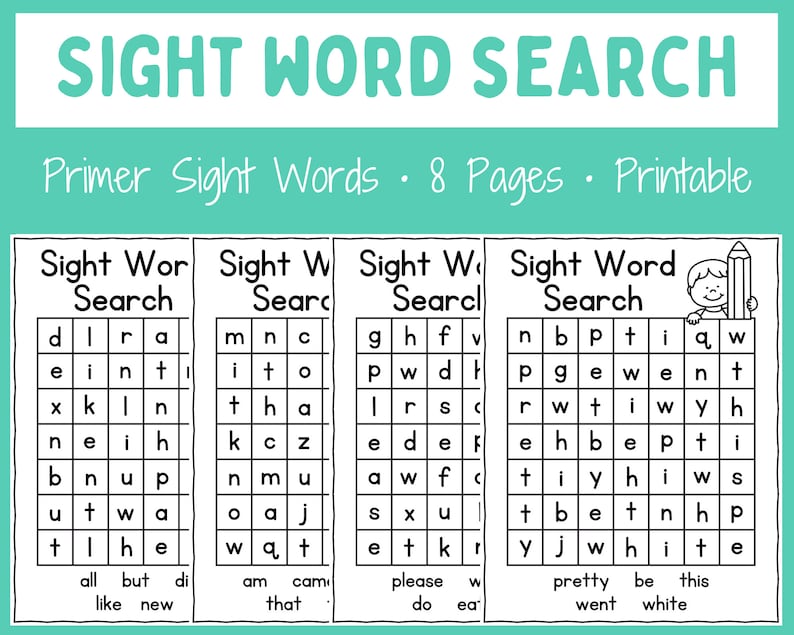 Word Search Sight Words Worksheet Printable Instant - Etsy
