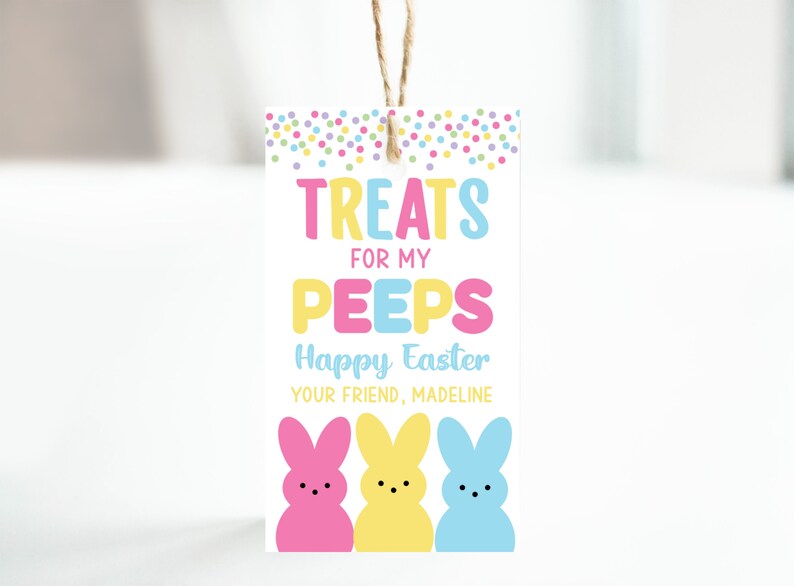 Peeps Gift Tag Editable Printable Easter Gift Tag - Etsy