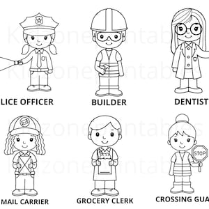 Community Helpers Coloring Pages - Printable - Instant Download - Etsy