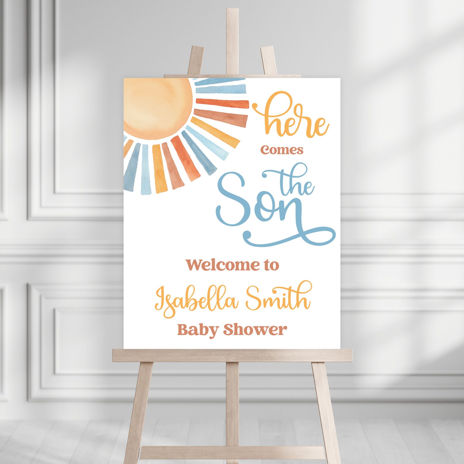 Sun Welcome Sign - Editable - Printable - Boho - Retro - Here Comes the ...
