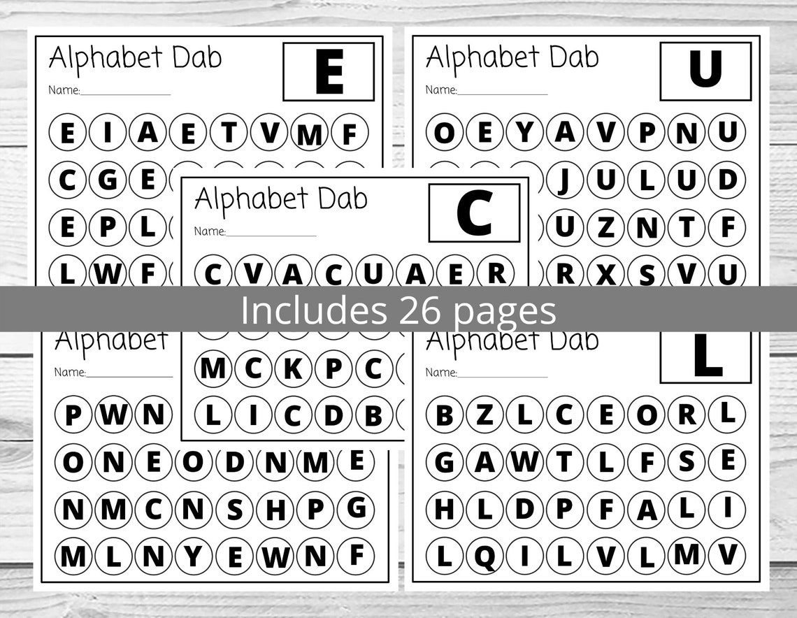 Alphabet Dab Worksheets Printable Instant download | Etsy