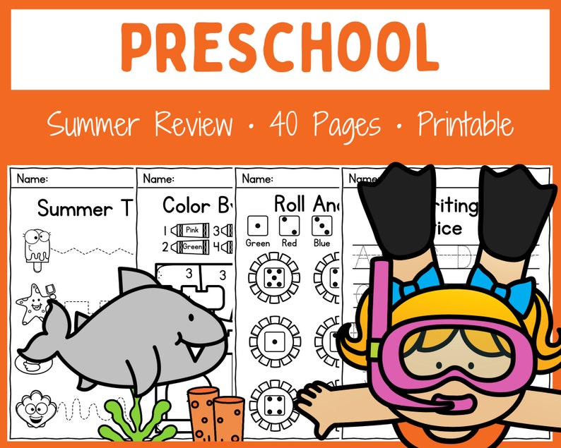 Prek Summer Review - Printable - Worksheets - Homeschool - Teacher ...