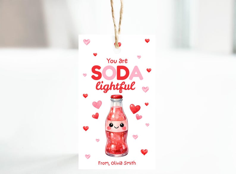 Soda Valentine Tags - Editable - Printable - Class Valentines - Canva ...