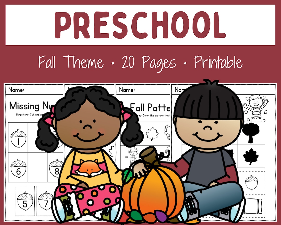 Preschool - Fall Themed - Worksheets - Printable - Homeschool - Teacher ...