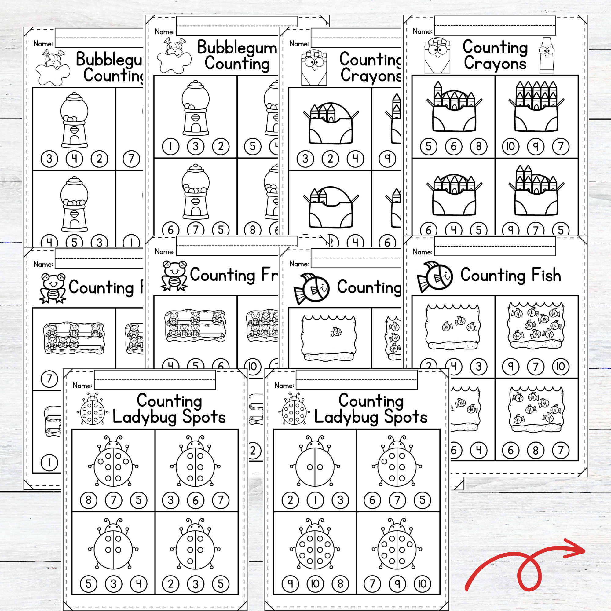 Number Worksheets - Printable - Kindergarten - Numbers to 10 - Math ...