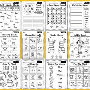 Blends Worksheets - Printable - Bundle - Language Arts - Phonics ...