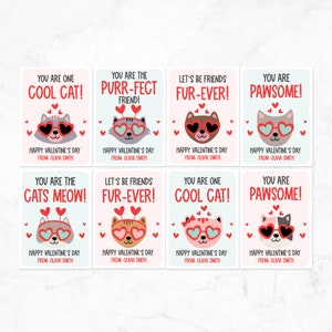 Printable Cat Valentines - Editable - Kitty Valentine Cards - Kids ...