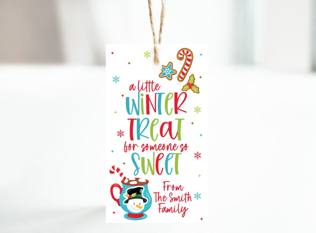 Treat Gift Tag Editable Printable Digital Download Christmas Winter ...