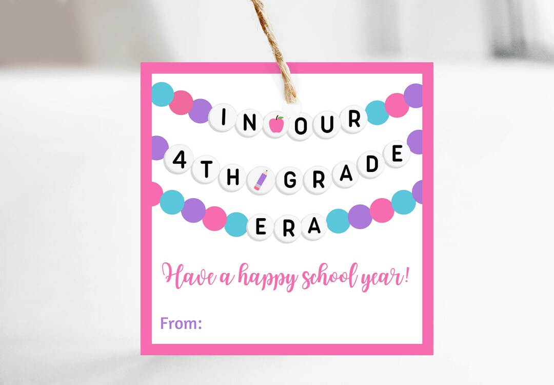 Fourth Grade Era Tag Printable Back to School Instant Download Favor ...