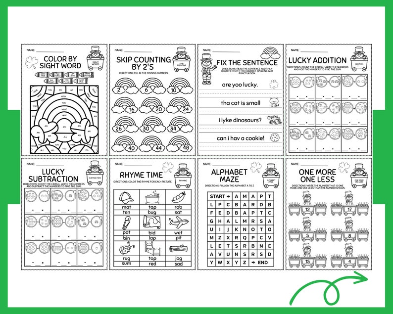 Kindergarten Pack - Math - Literacy - Printable - March - St. Patrick's ...