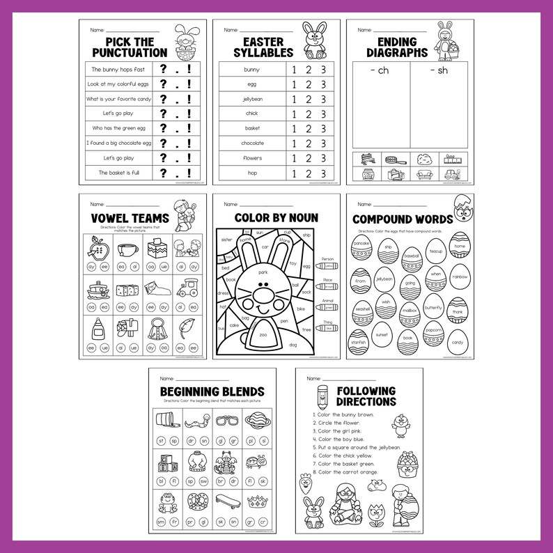 Easter Printables - First Grade - Math - Literacy - Instant Download ...
