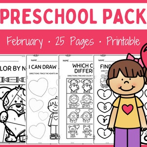 Preschool Pack - Printable - February - Math - Letters - Instant ...