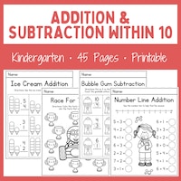 10 Printable Addition Worksheets, Fill in the Blanks - Single and ...