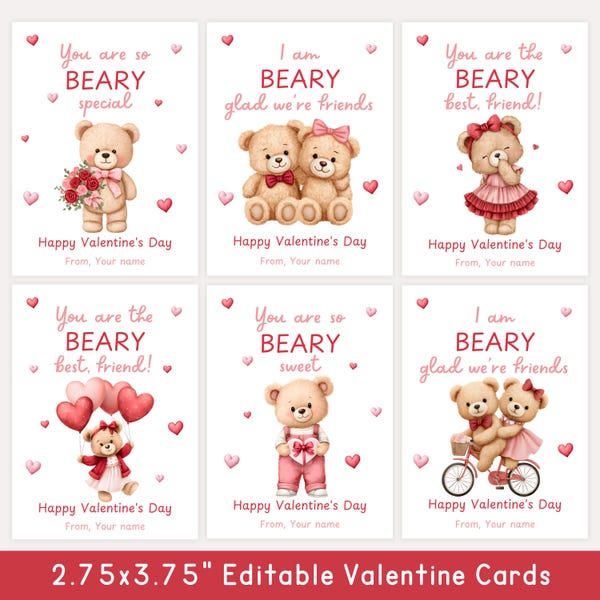 Bear Valentines Cards - Etsy