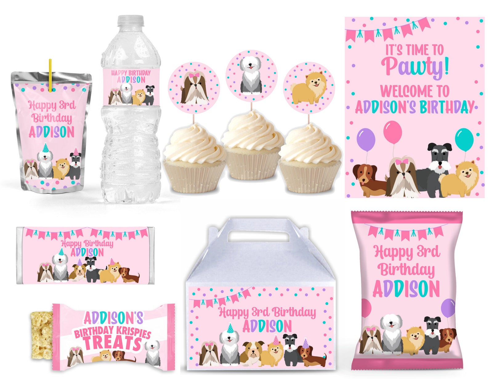 Puppy Birthday Party Bundle Package Kit Editable - Etsy