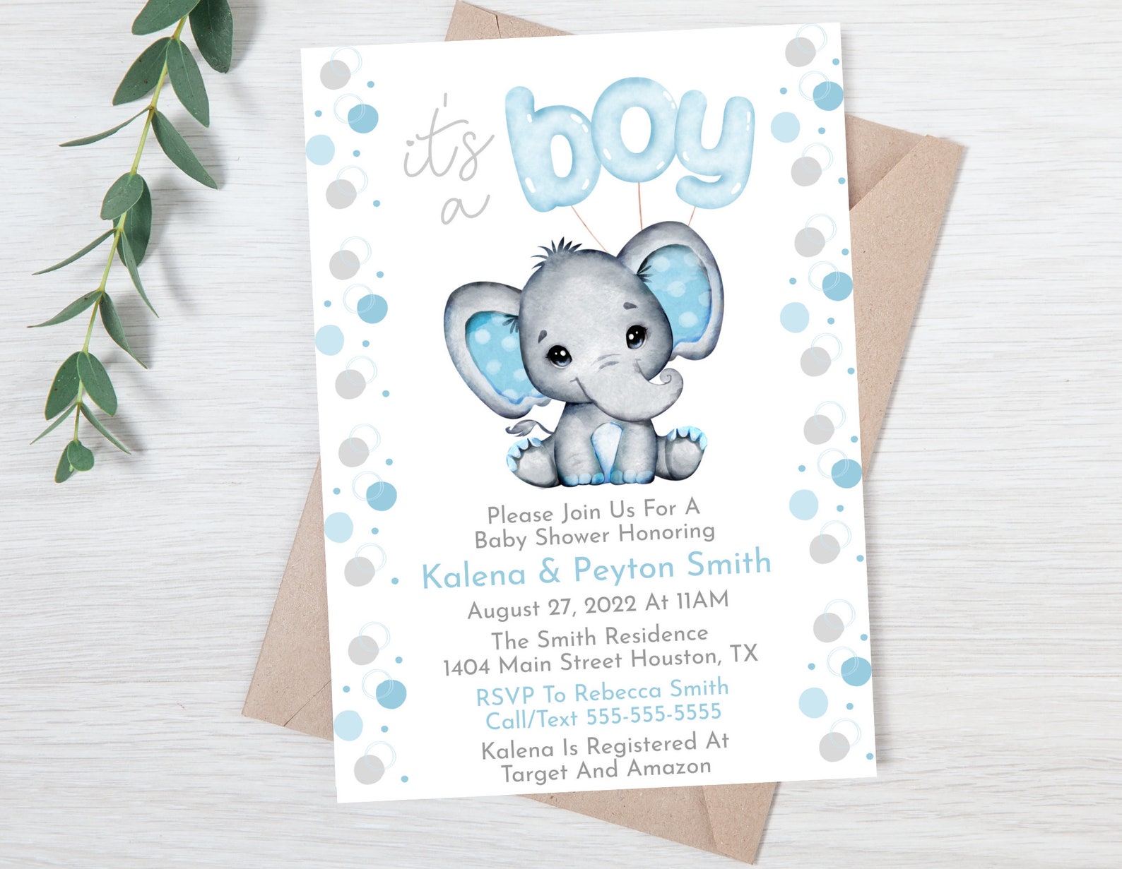 Elephant Invitation Editable Printable Elephant Baby - Etsy
