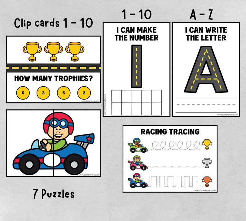 Preschool Activities - Race Car - Printable - Letters - Counting ...