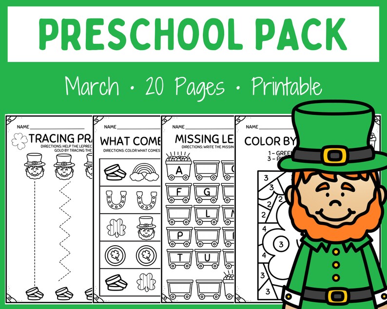 Preschool Pack Printable March Math Letters Instant - Etsy