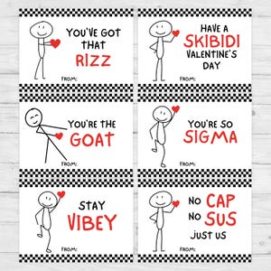 Boy's Valentine Cards - Printable - Slang - Funny Valentine Card ...