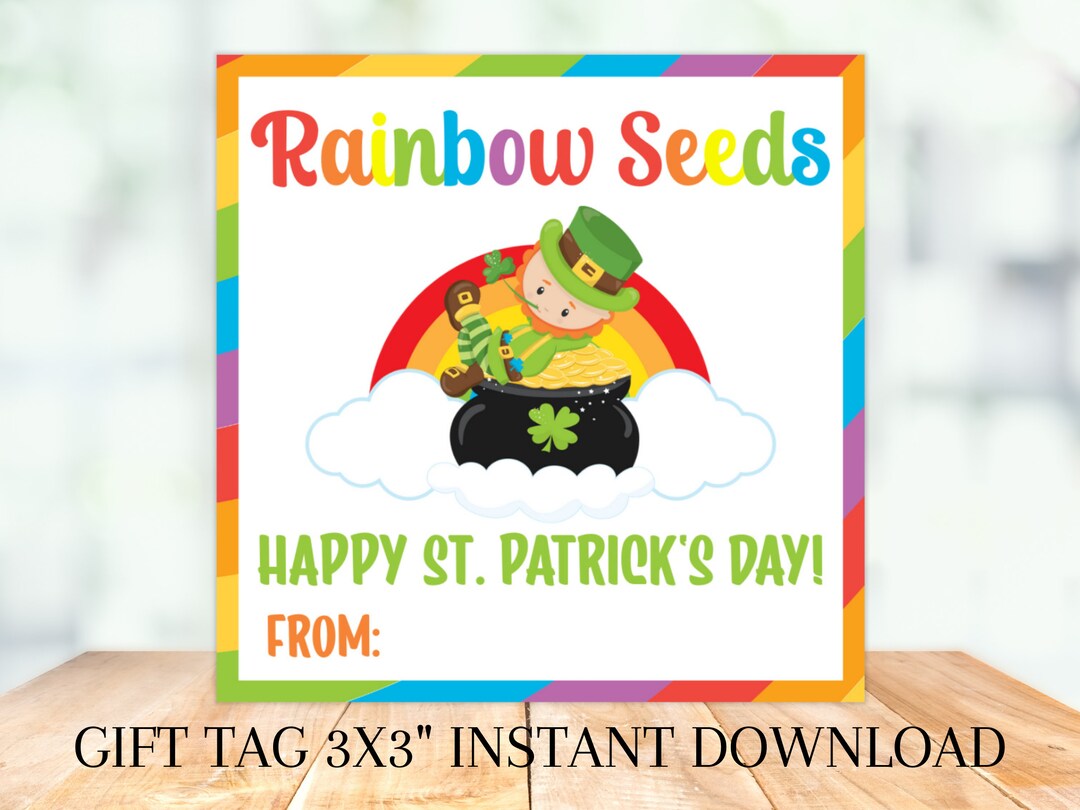 St Patricks Gift Tag - Instant Download - Printable - Rainbow Seeds ...