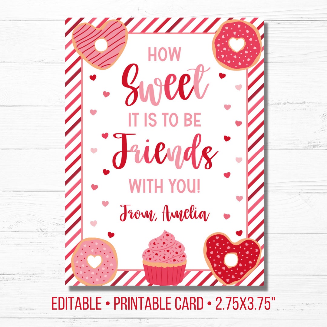 Sweet Valentine Cards - Editable - Printable - Digital Download ...