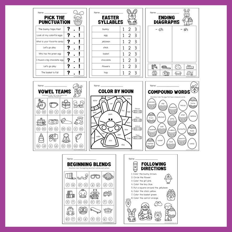 Easter Printables - First Grade - Math - Literacy - Instant Download ...