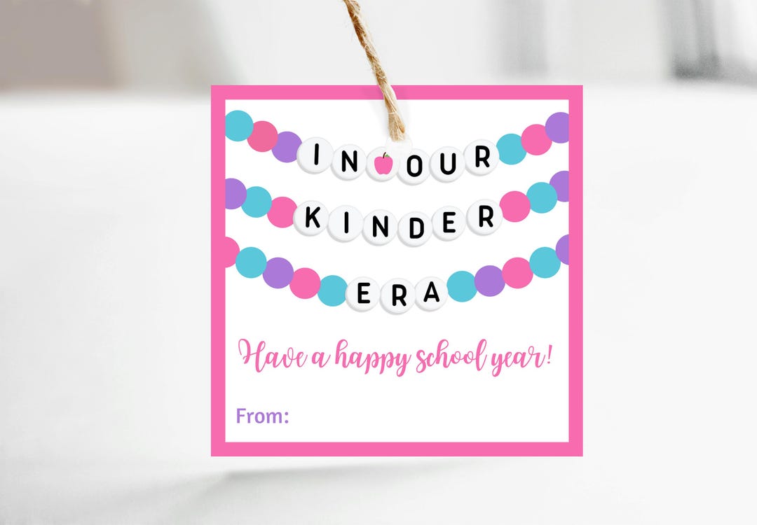 Kindergarten Era Tag Printable Back to School Instant Download Favor ...