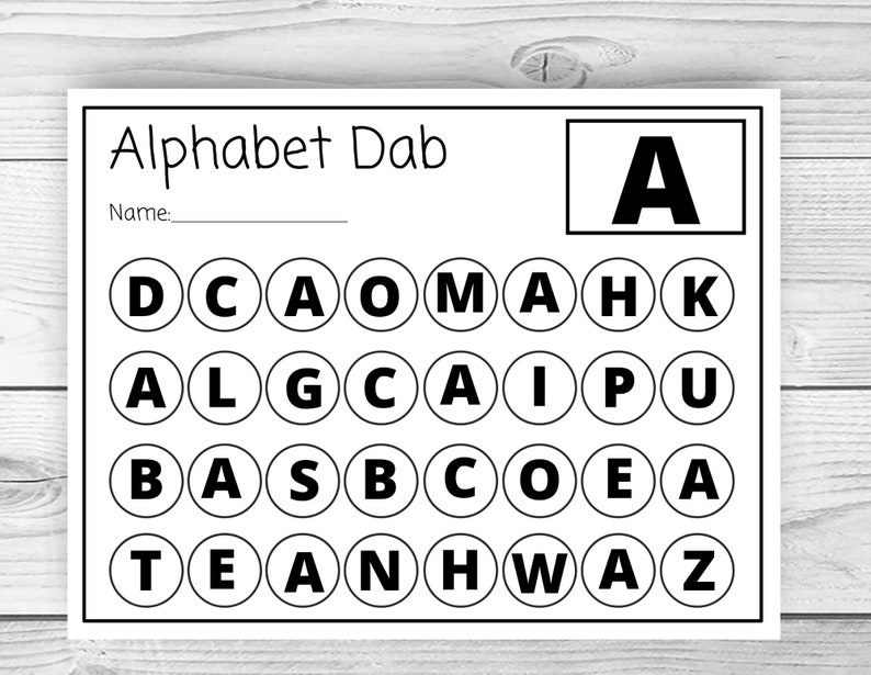 Alphabet Dab - Worksheets - Printable - Instant Download - Etsy