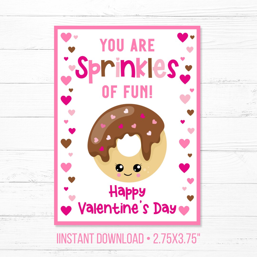 Donut Valentine Card Printable Cake Valentine School Valentines Class ...