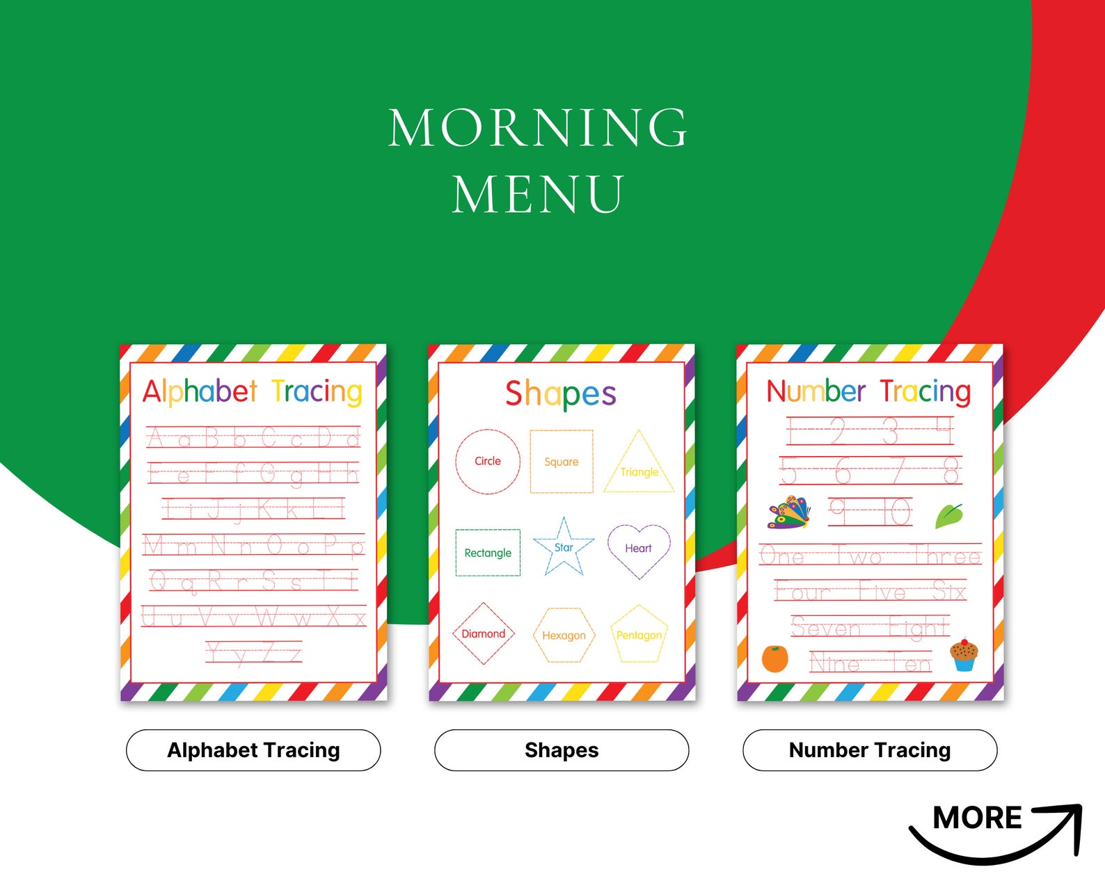 Morning Menu - Preschool - Printable - Kindergarten - Instant Download ...