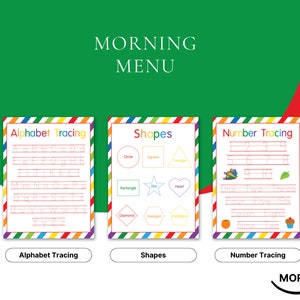 Morning Menu - Preschool - Printable - Kindergarten - Instant Download ...