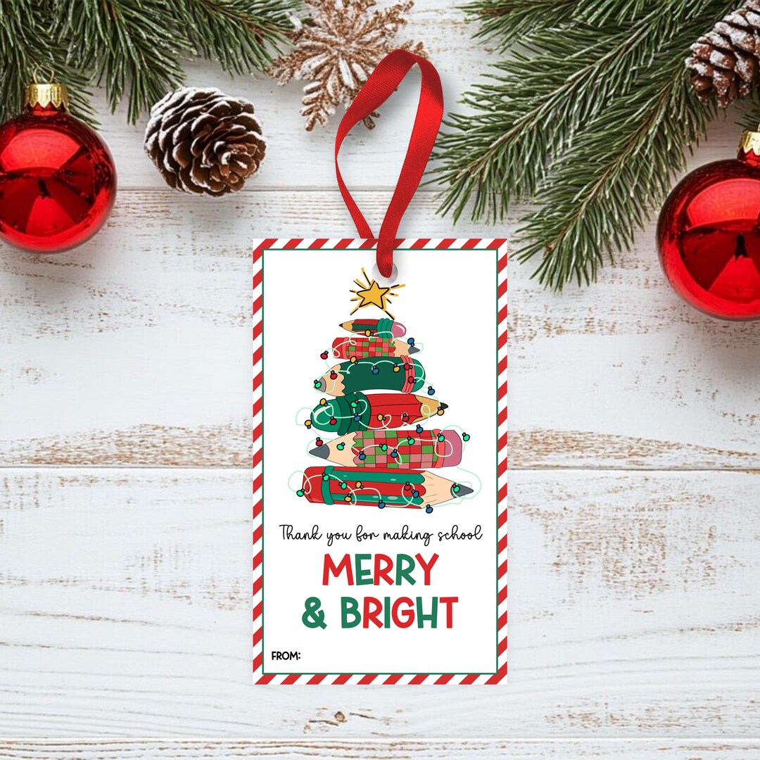 Merry and Bright Gift Tags - Christmas Class Tags - Holiday Favor Tags ...