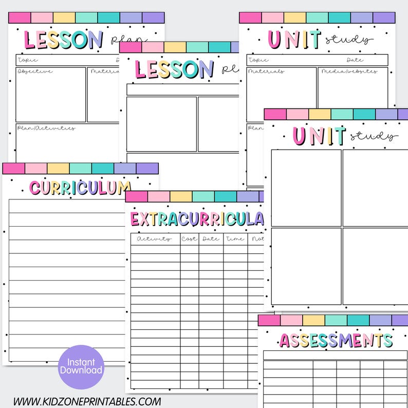 Homeschool Planner - Printable - Lesson Planner - Weekly Planner ...
