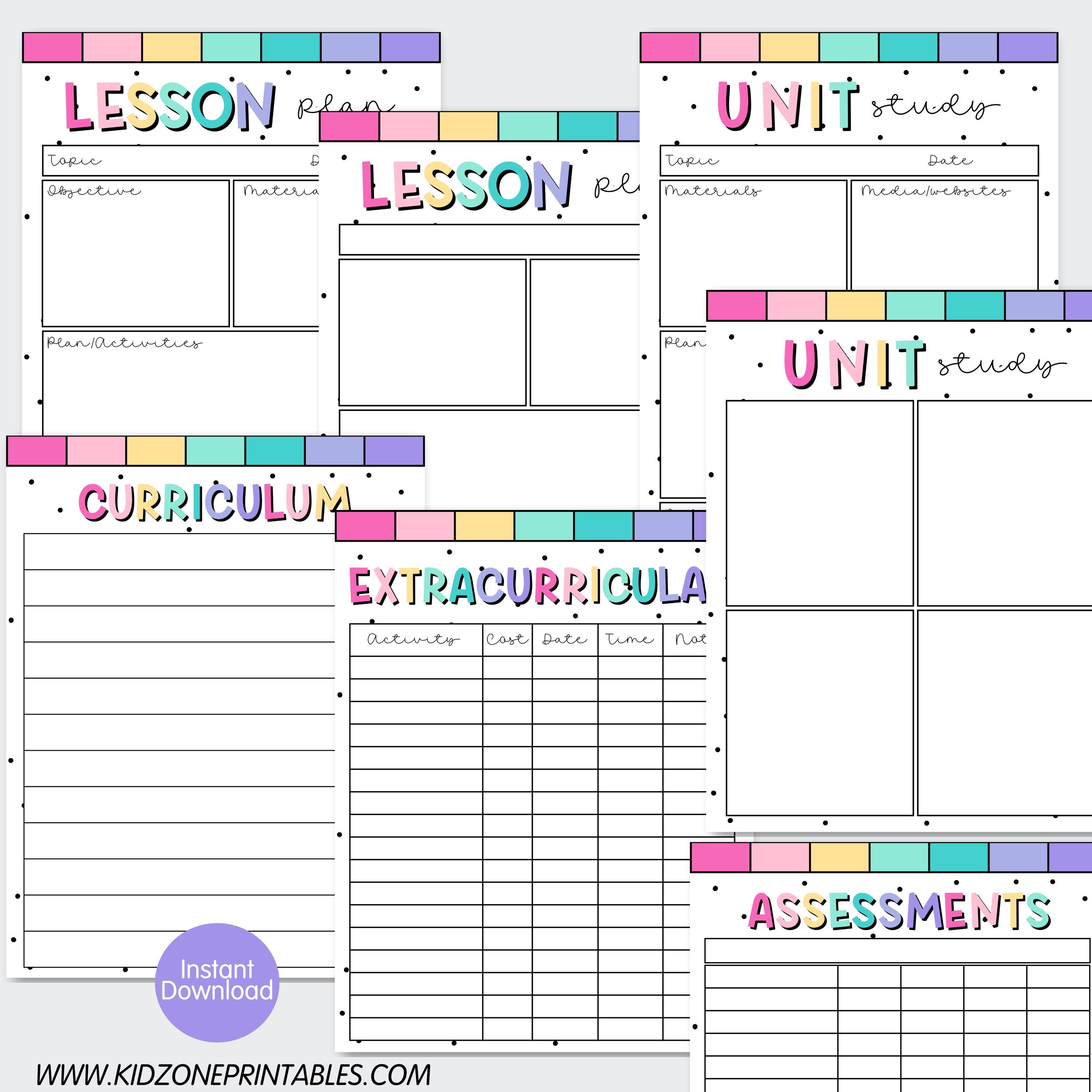 Homeschool Planner - Printable - Lesson Planner - Weekly Planner ...