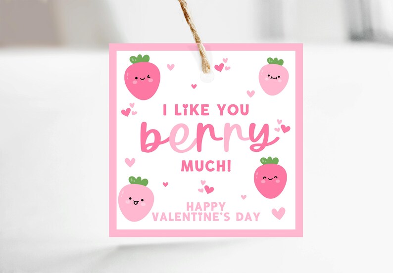 Valentine's Day Gift Tags - Berry - Printable - School Valentines ...