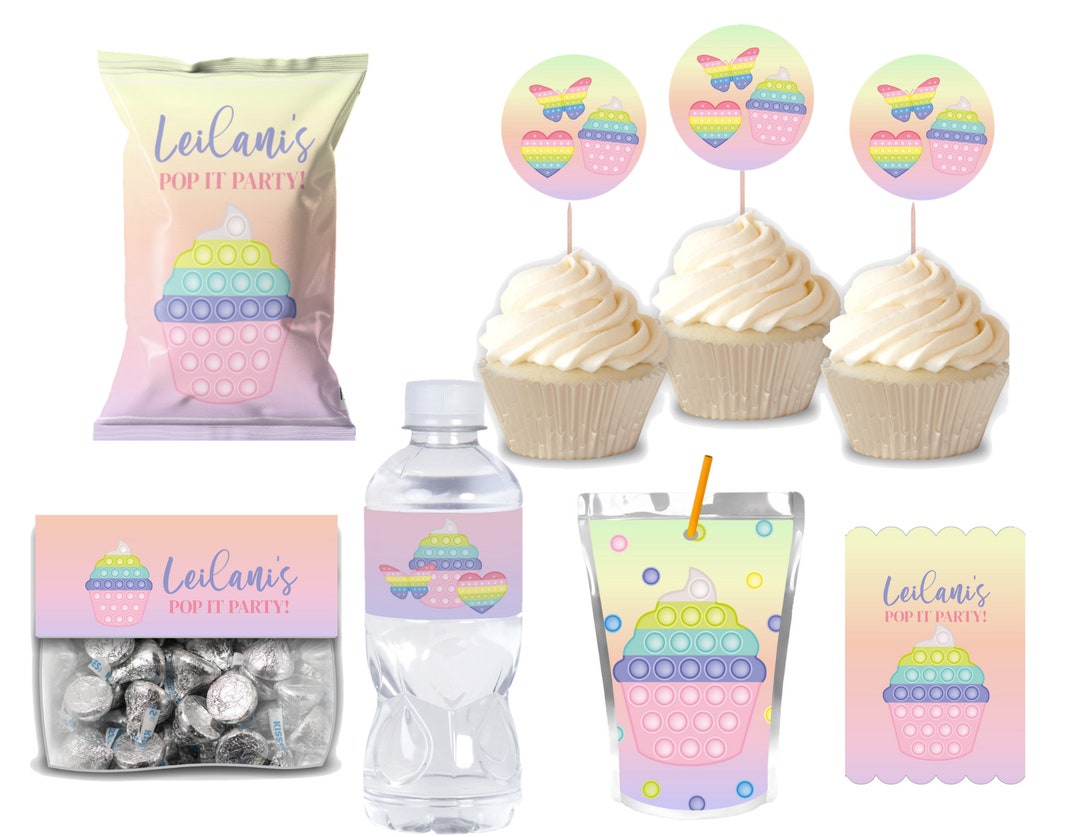 Pop It Birthday Decorations - Fidget - Editable - Printable - Chip Bag ...