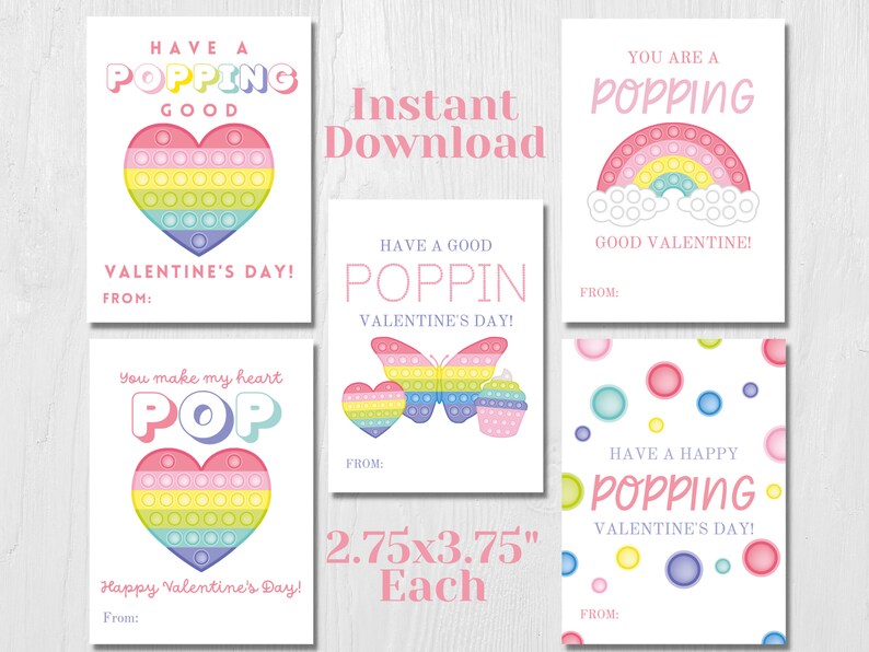 Pop It Valentine Cards - Printable - Instant Download - Valentine's Day ...