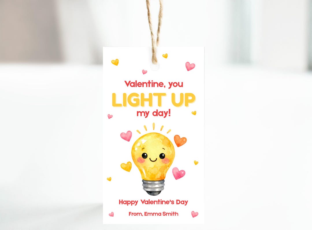 Light Bulb Valentine Tags - Editable - Printable - Class Valentines ...