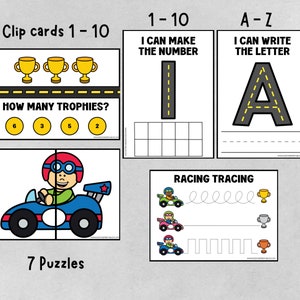 Preschool Activities - Race Car - Printable - Letters - Counting ...