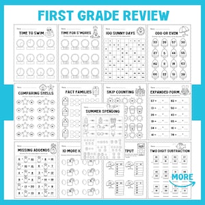 First Grade - Summer Review - Worksheets - Printable - Homeschool ...